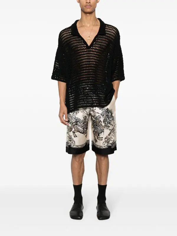Gucci Baroque-print Silk Shorts