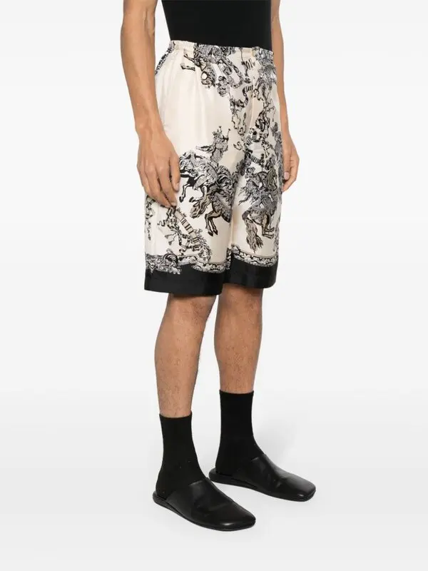 Gucci Baroque-print Silk Shorts