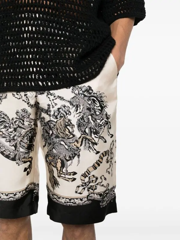 Gucci Baroque-print Silk Shorts
