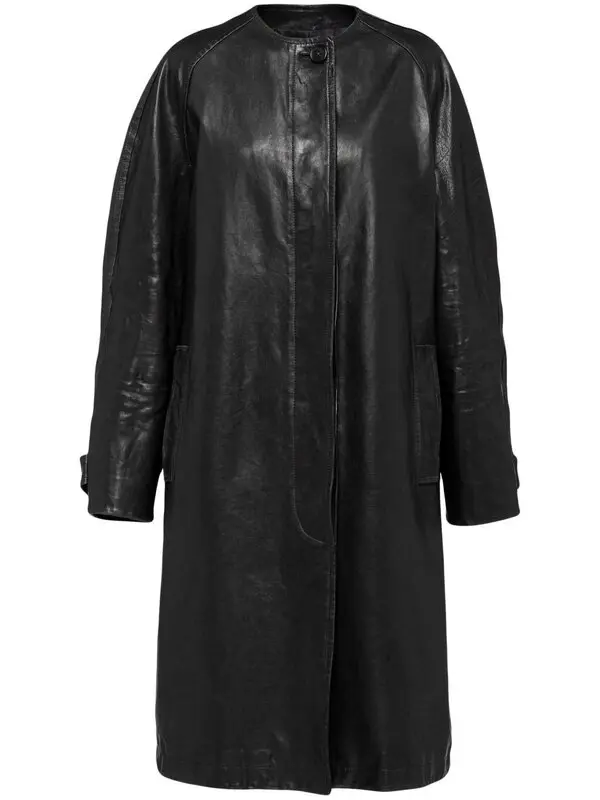Prada Single-breasted Leather Coat