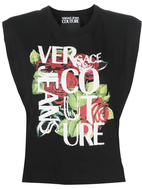Versace Logo-print Sleeveless T-shirt - Black