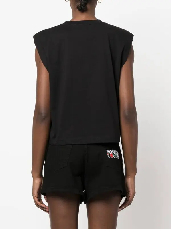 Versace Cotton Logo Print Sleeveless T-shirt