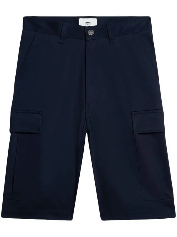 AMI Paris Straight-leg Cargo Shorts - Blue