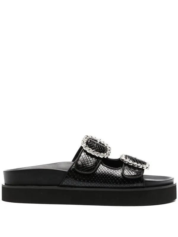 Maje Embellished Snakeskin Effect Leather Sandals