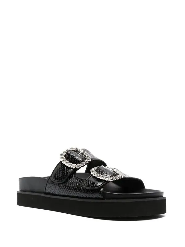 Maje Embellished Snakeskin Effect Leather Sandals