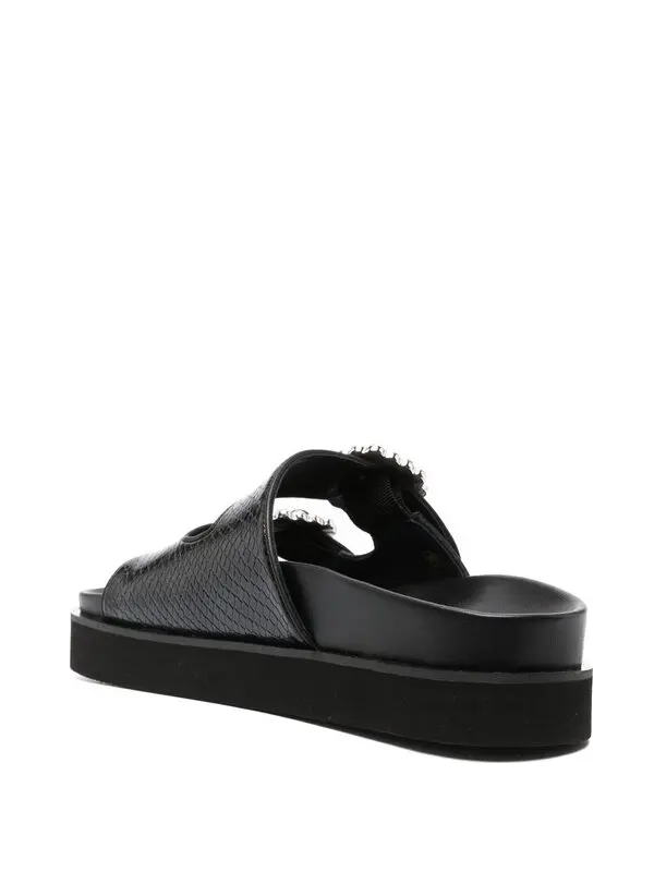 Maje Embellished Snakeskin Effect Leather Sandals