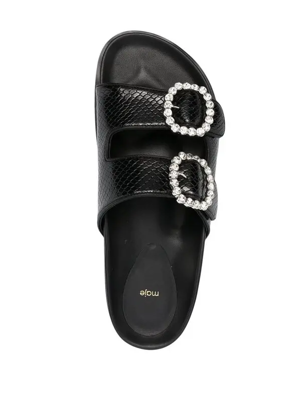 Maje Embellished Snakeskin Effect Leather Sandals