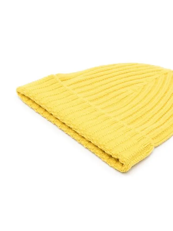BARRIE Ribbed Cashmere Beanie - Yellow