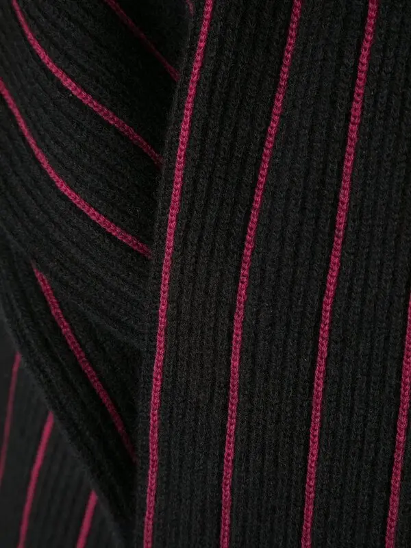BARRIE Stripe-print Logo-crest Scarf - Black