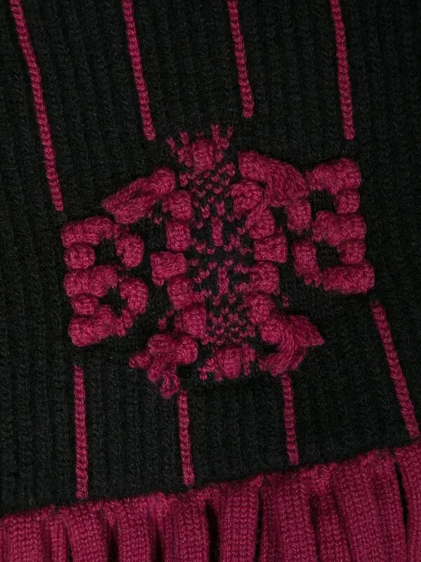 BARRIE Stripe-print Logo-crest Scarf - Black