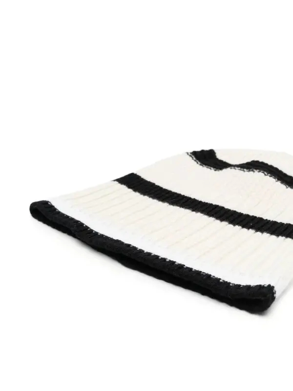 BARRIE Textured Stripes Cashmere Beanie