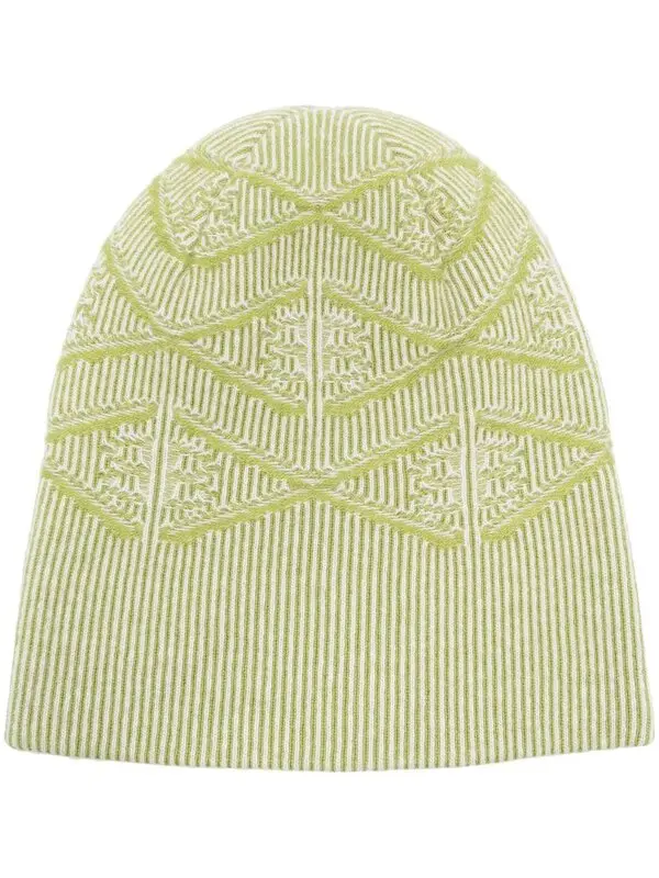 BARRIE Cashmere Monogram Beanie - Green