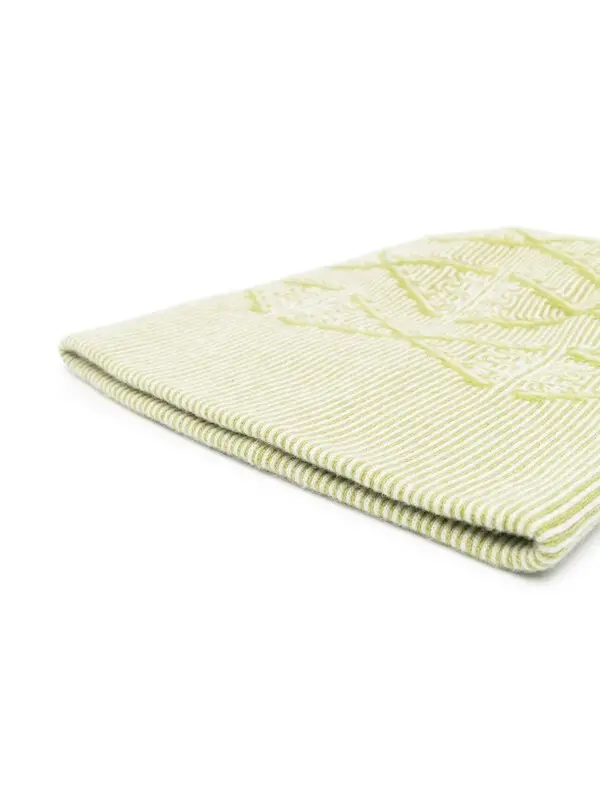 BARRIE Cashmere Monogram Beanie - Green