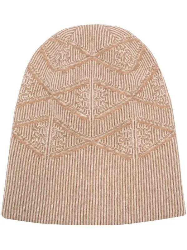 BARRIE Monogram Cashmere Beanie - Brown