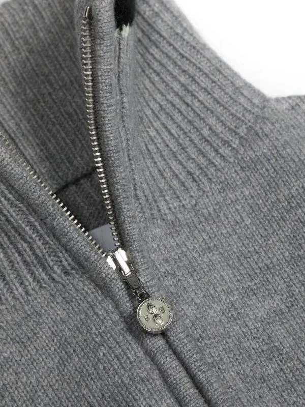 BARRIE Cashmere Zip-up Collar - Grey
