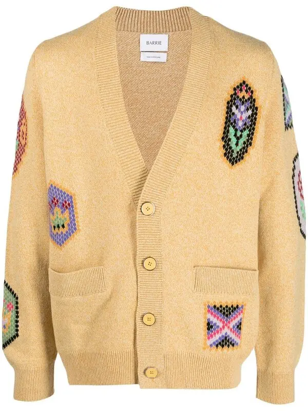 BARRIE Scottish Symbols Intarsia-knit Cardigan - Yellow