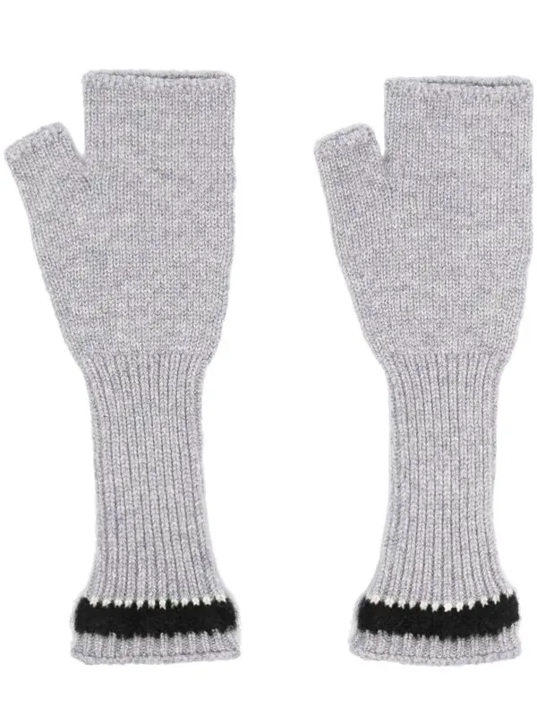 BARRIE Fingerless Knit Gloves - Grey