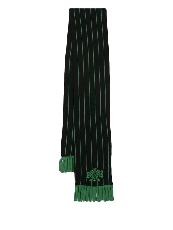 BARRIE Stripe-print Logo-crest Scarf - Black