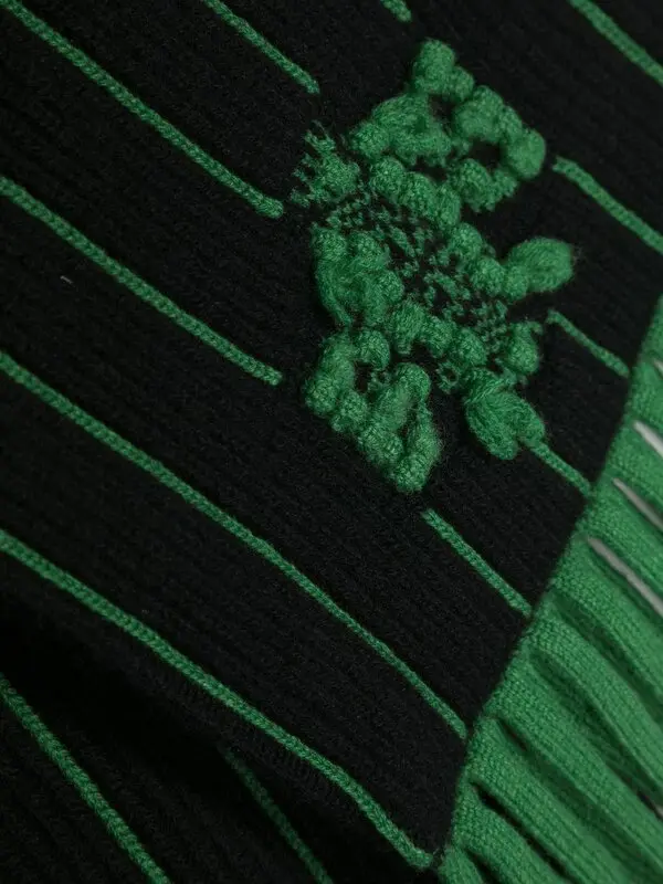 BARRIE Stripe-print Logo-crest Scarf - Black