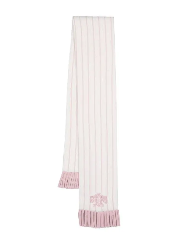BARRIE Stripe-print Logo-crest Scarf - Neutrals