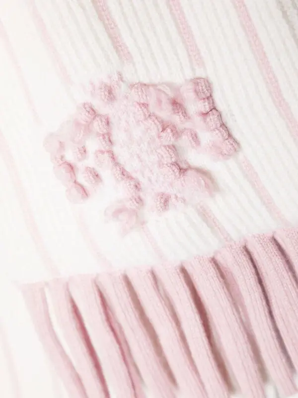 BARRIE Stripe-print Logo-crest Scarf - Neutrals