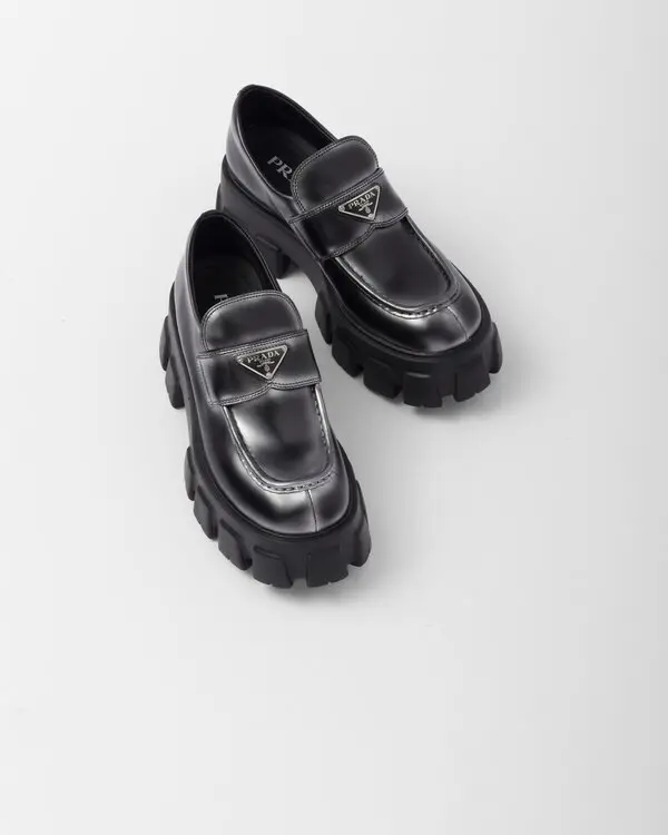Prada Monolith Ombre Leather Loafers MONOLITH OMBRÉ BRUSHED LEATHER LOAFERS - Helga Design main image 4