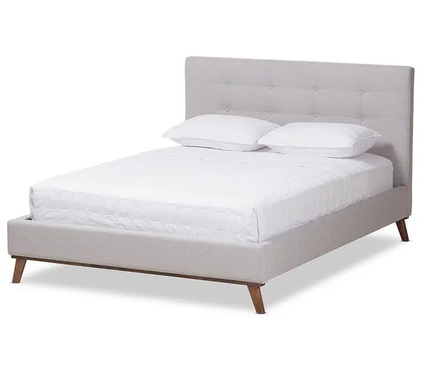 BAXTON STUDIO Valencia Mid-century Modern Fabric Queen Atform Bed - One-color
