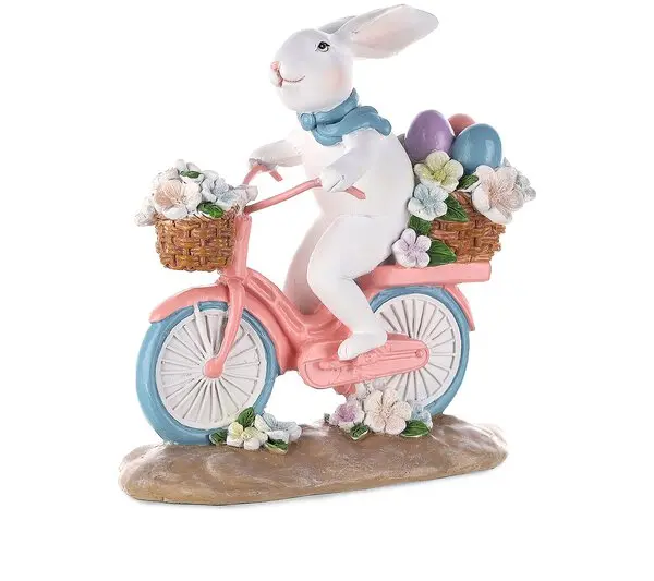 MELROSE Easter Bunny Bike Figurine 6.5'h - One-color
