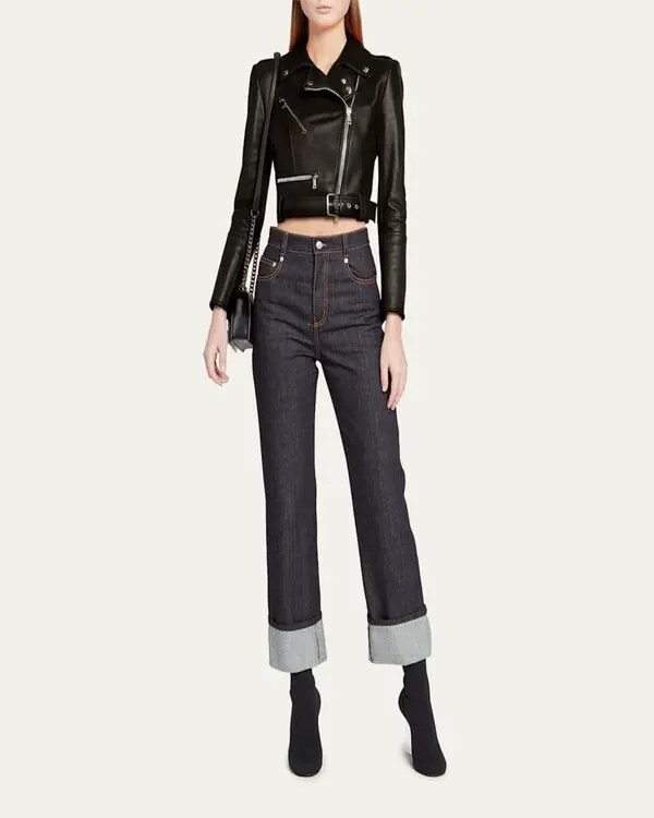 Alexander McQueen Cropped Biker Jacket