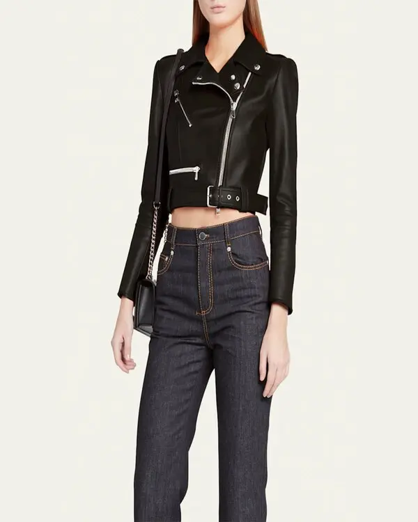 Alexander McQueen Cropped Biker Jacket