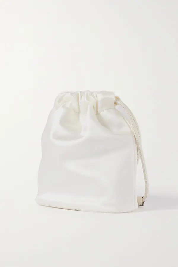 ANYA HINDMARCH Faux Pearl-embellished Satin Pouch