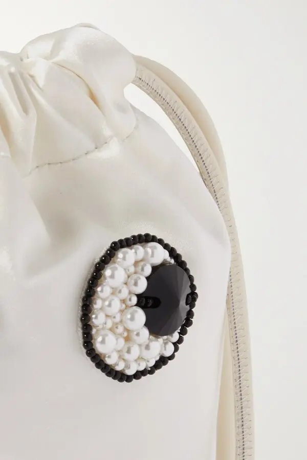 ANYA HINDMARCH Faux Pearl-embellished Satin Pouch