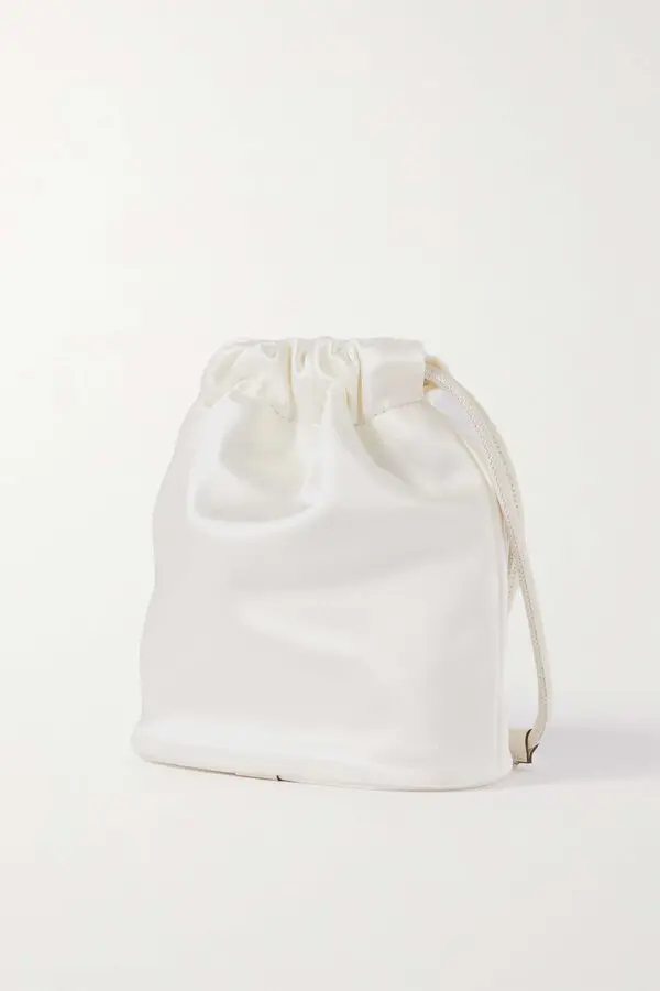 ANYA HINDMARCH Faux Pearl-embellished Satin Pouch
