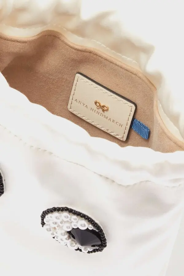 ANYA HINDMARCH Faux Pearl-embellished Satin Pouch