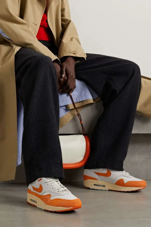 Nike Air Max 1 Suede, Mesh And Croc Effect-trimmed Leather Sneakers