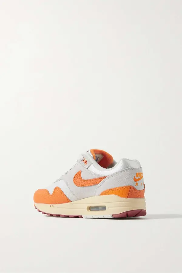 Nike Air Max 1 Suede, Mesh And Croc Effect-trimmed Leather Sneakers