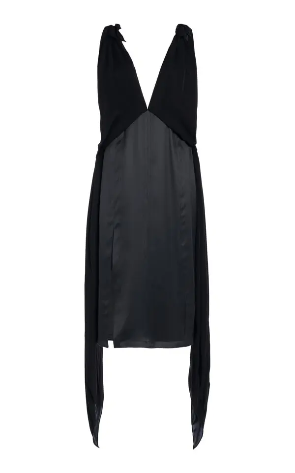 Bottega Veneta Silk Twill Knee Length Dress - Black