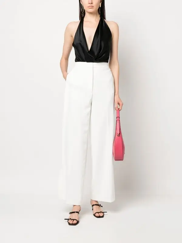 BLANCA VITA Overlapping-panel Palazzo Trousers - White
