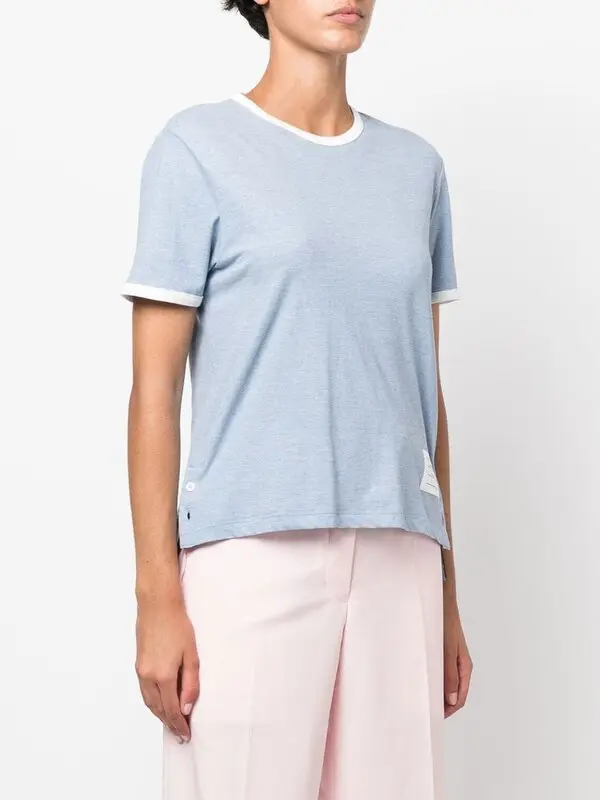 Thom Browne Contrast-trim T-shirt - Blue