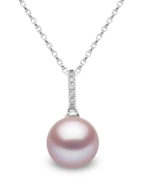 Yoko London 18kt White Gold Diamond And Pink Pearl Pendant - Silver