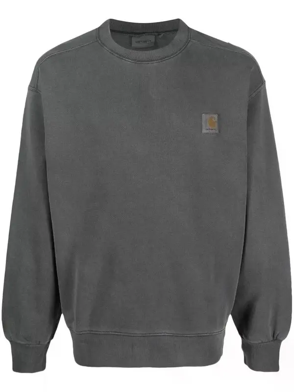Carhartt Work In Progress Plain Logo-patch Cotton Sweatshirt - Green