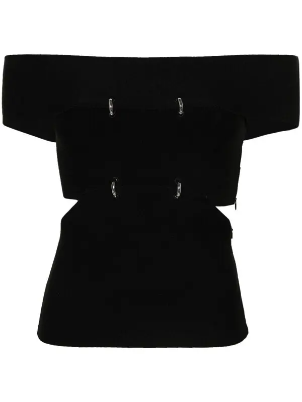 Alexander McQueen Cut-out Off-shoulder Top - Black