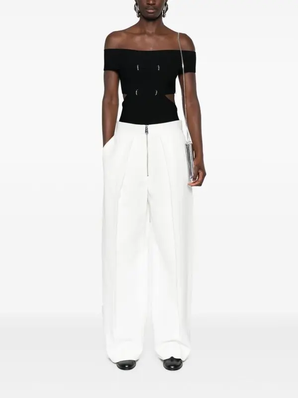 Alexander McQueen Cut-out Off-shoulder Top - Black