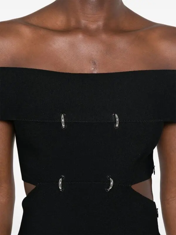 Alexander McQueen Cut-out Off-shoulder Top - Black