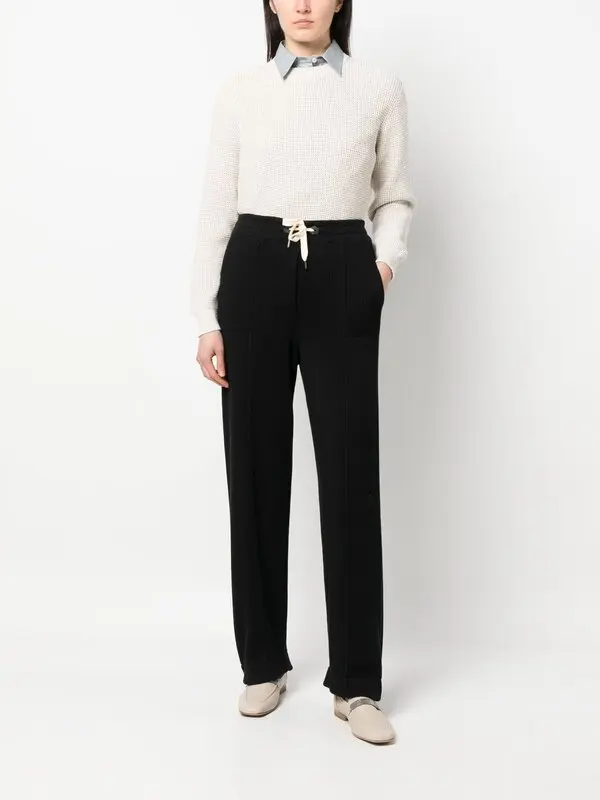 Brunello Cucinelli Ribbed-knit Straight-leg Trousers