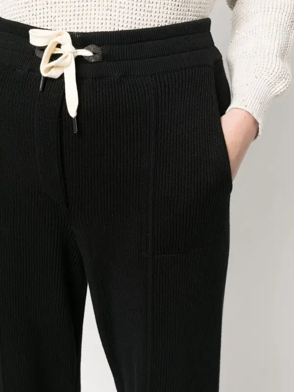 Brunello Cucinelli Ribbed-knit Straight-leg Trousers