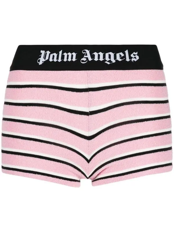 Palm Angels Logo-tape Striped Shorts