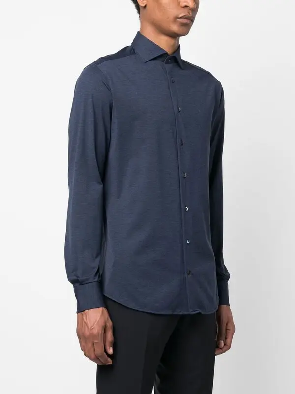 TRAIANO MILANO Ribbed Longsleeved Shirt - Blue