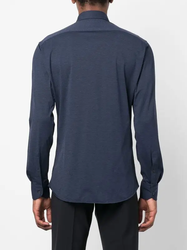 TRAIANO MILANO Ribbed Longsleeved Shirt - Blue
