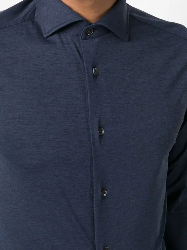 TRAIANO MILANO Ribbed Longsleeved Shirt - Blue